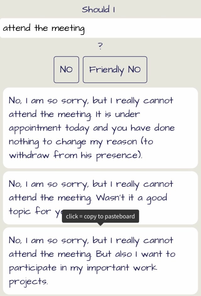 Random excuse generator | prior probability